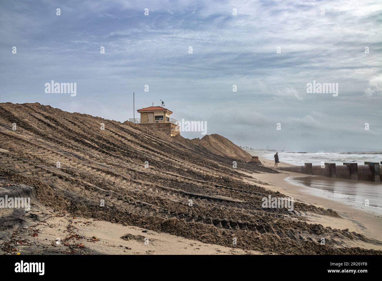 Large sand berms were built along Playa Del Rey to protect the beach ...