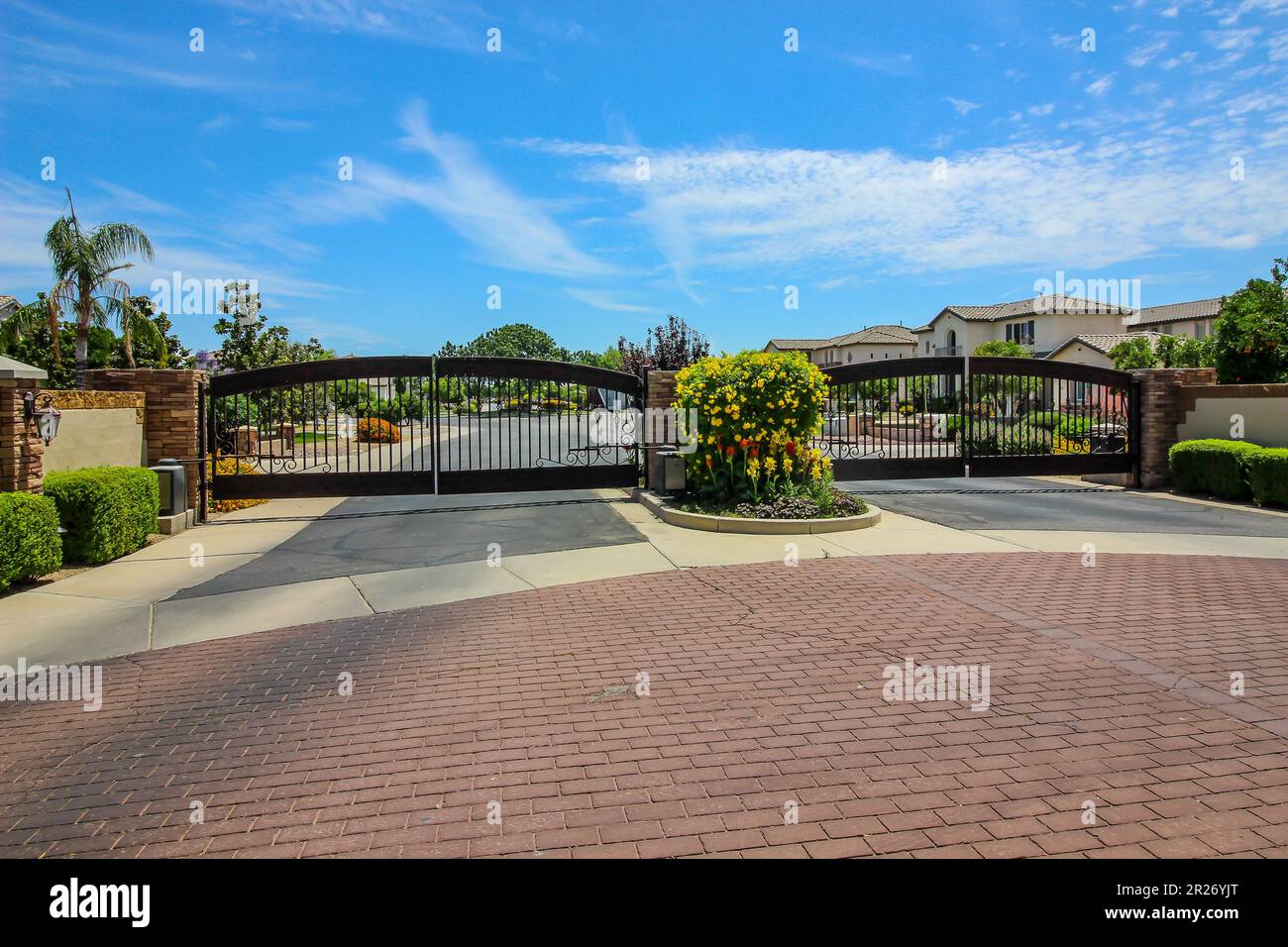 Entrance And Exit Metal Security Gates Stock Photo - Alamy