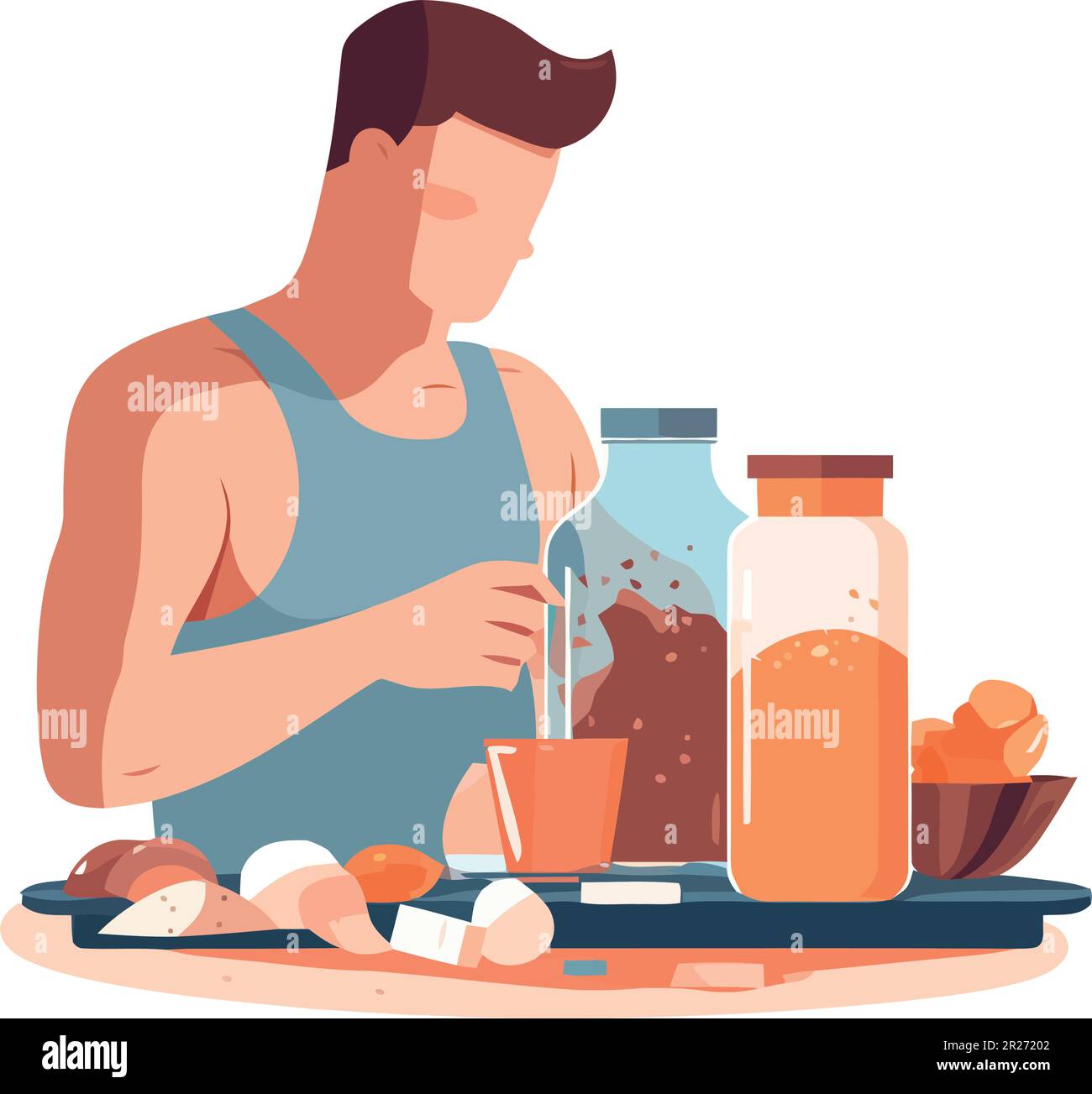 Athlete eating healthy meal Stock Vector Images - Alamy