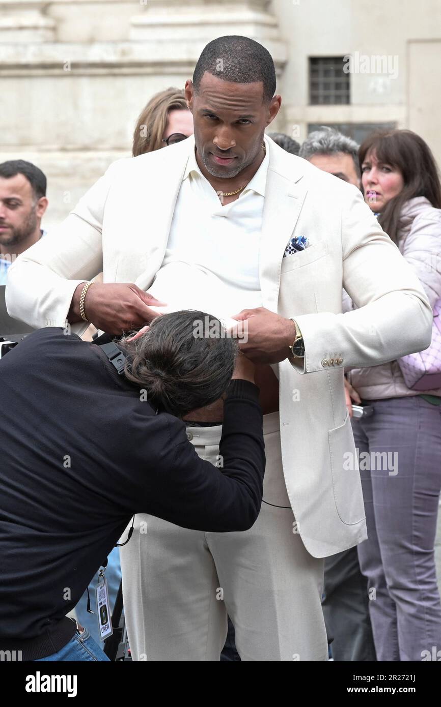 Rom, Italien. 17th May, 2023. Lawrence Saint-Victor bei Dreharbeiten ...