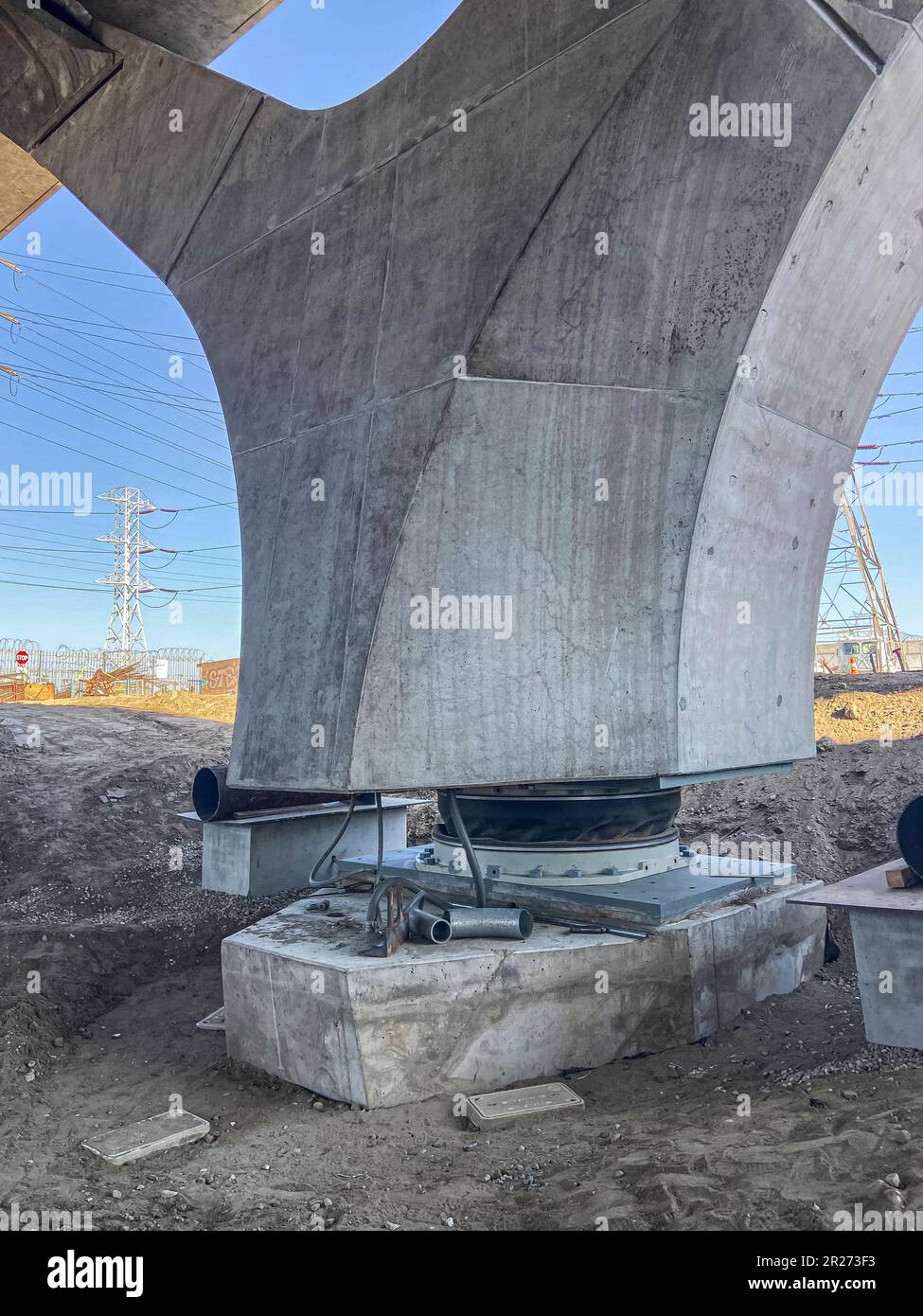 Seismic isolation bearings on Y Bents are part of earthquake proofing ...