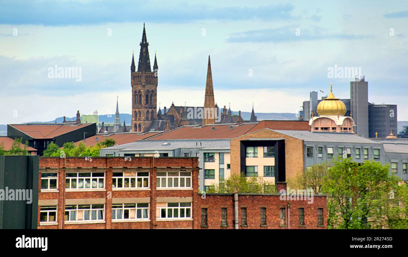 aerial view pf glasgow town centre showing glasgow university tower and ...
