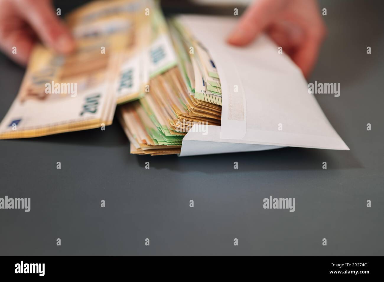 Euro banknotes in the envelope. euro bills in an envelope ...