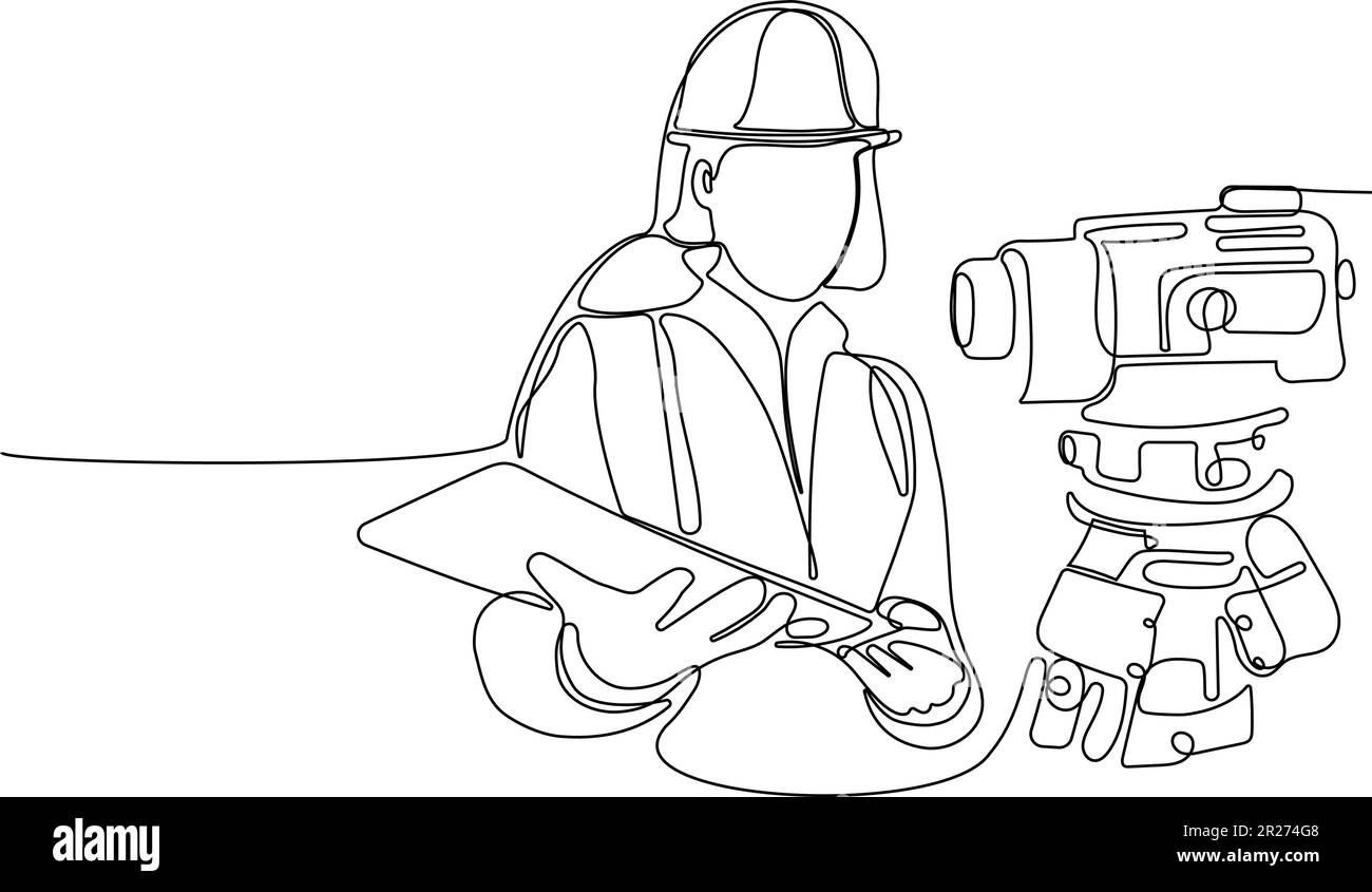 Close up of Caucasian worker with helmet on head using tablet for work ...