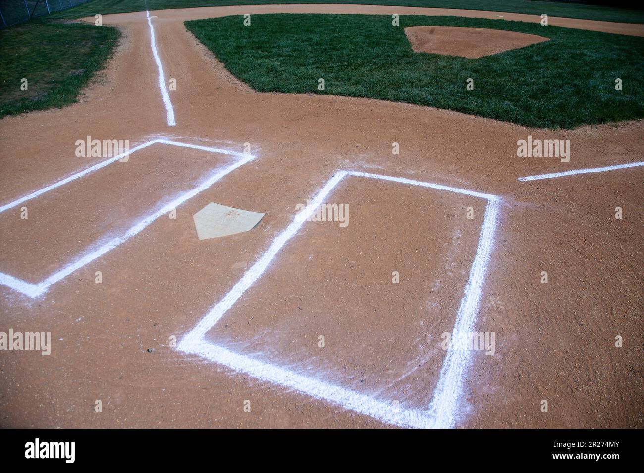 An empty batter's box at a baseball field Stock Photo - Alamy
