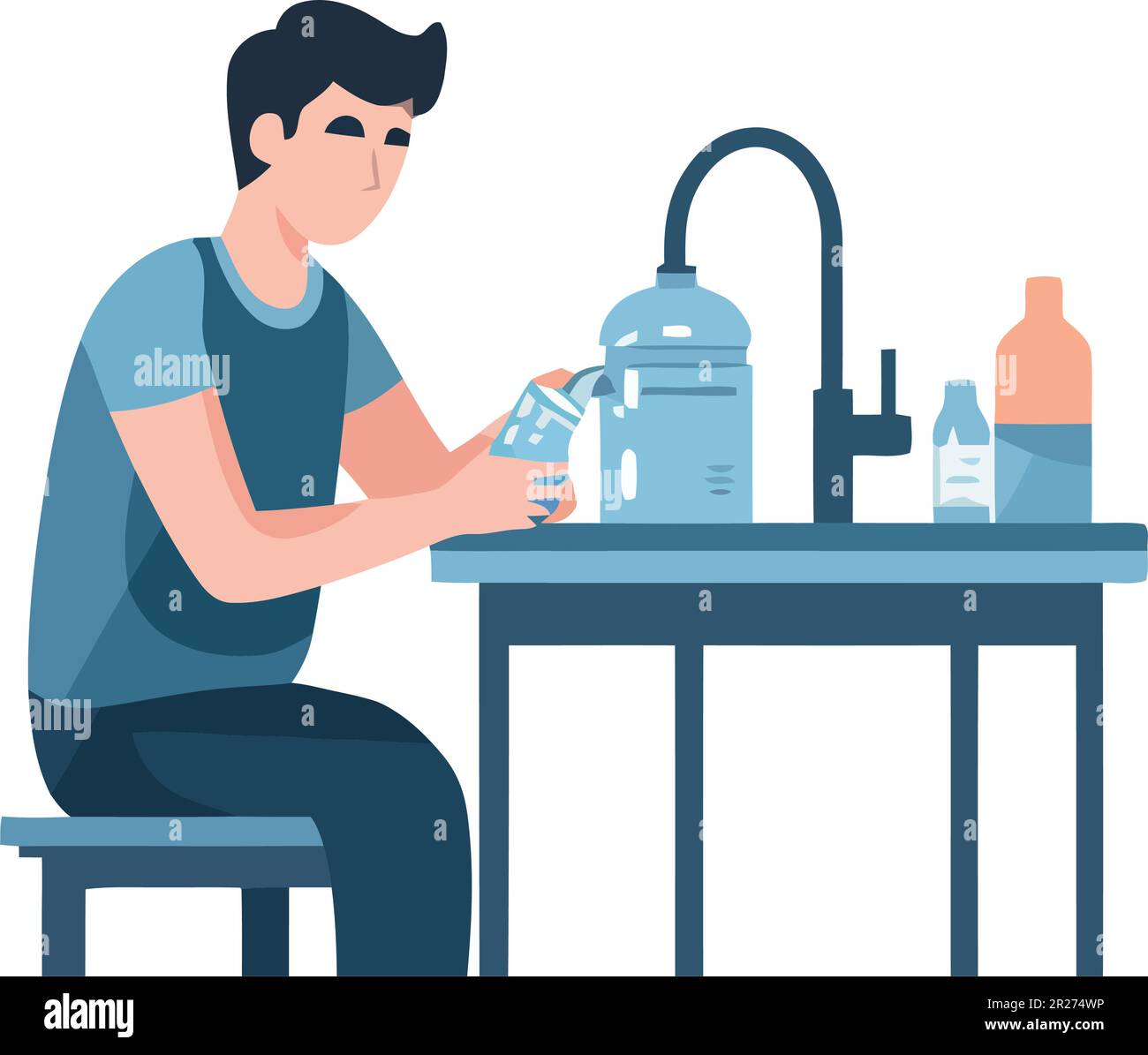 Businessman sitting desk drink Stock Vector Images - Alamy