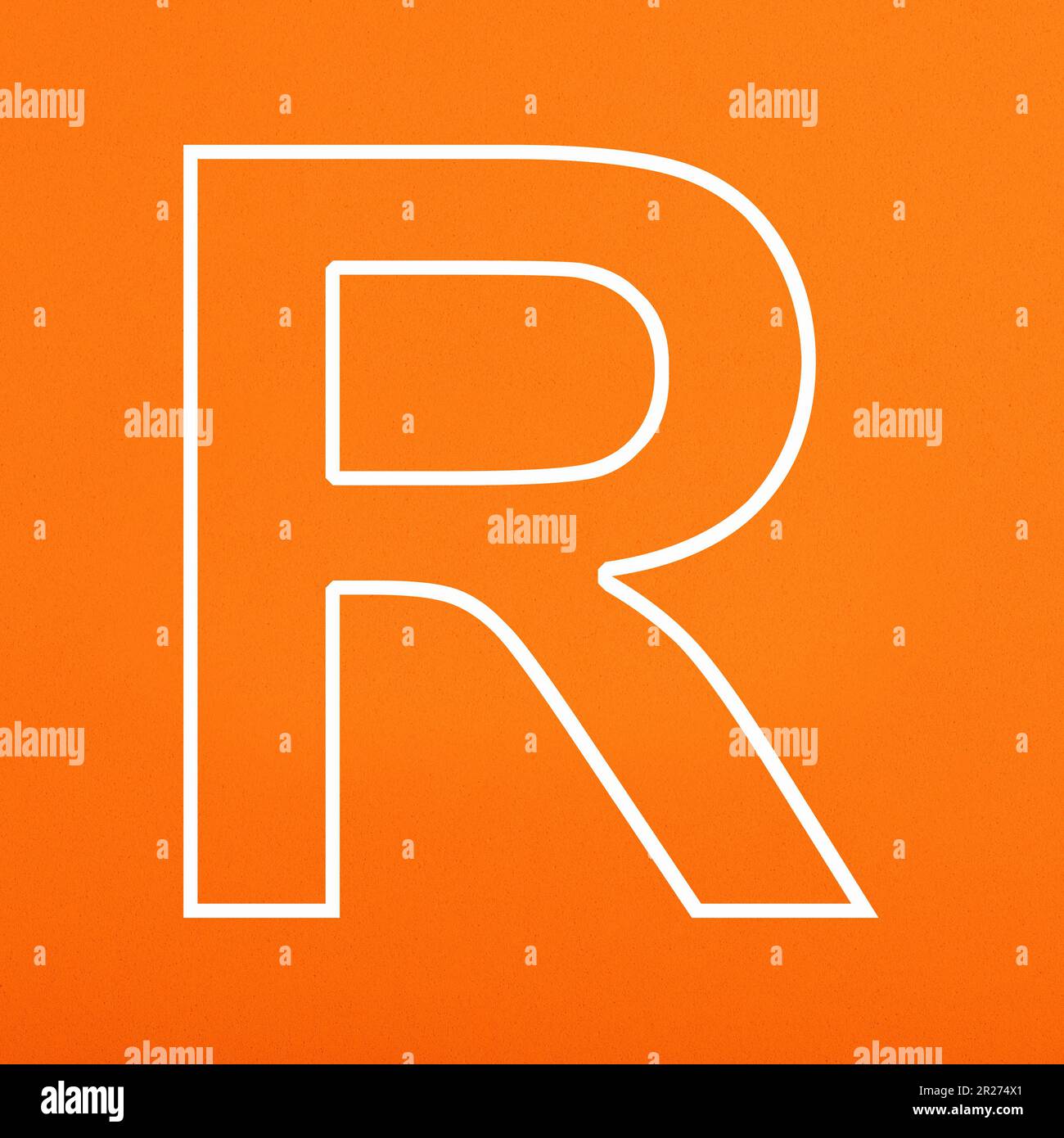 White letter R uppercase on orange foamy background Stock Photo - Alamy
