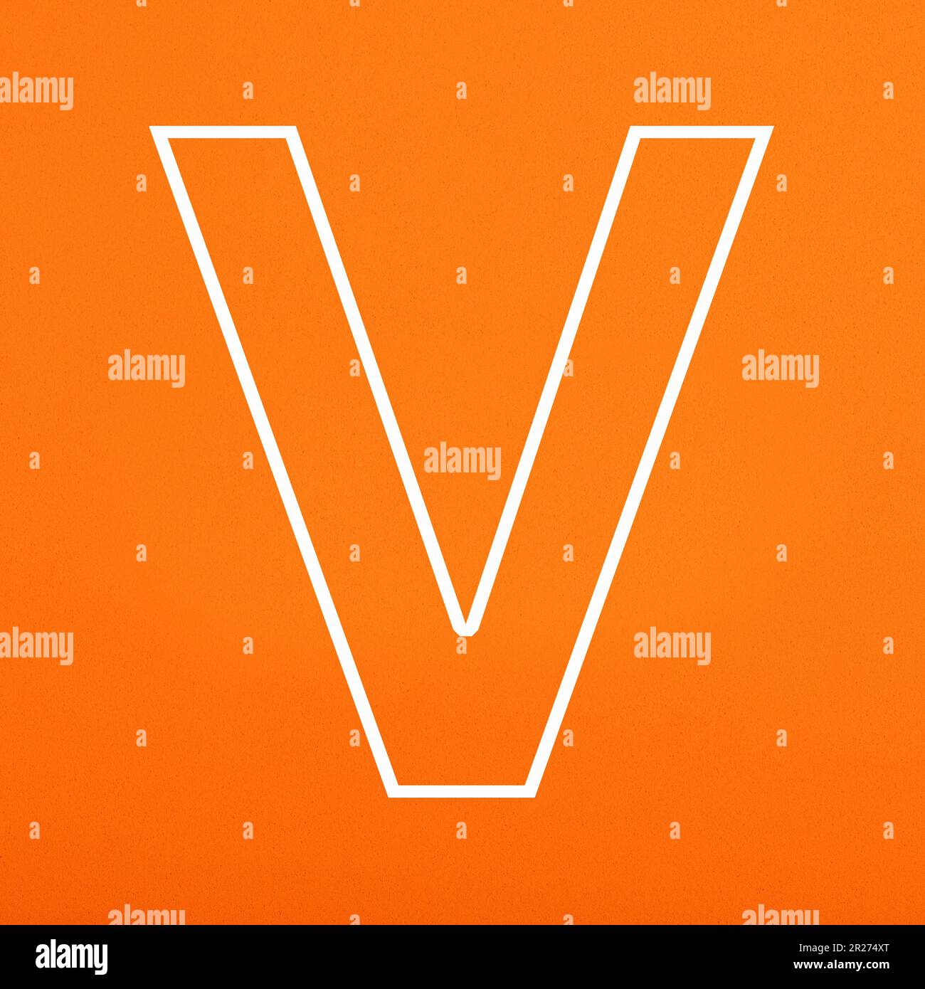 White letter V uppercase on orange foamy background Stock Photo - Alamy
