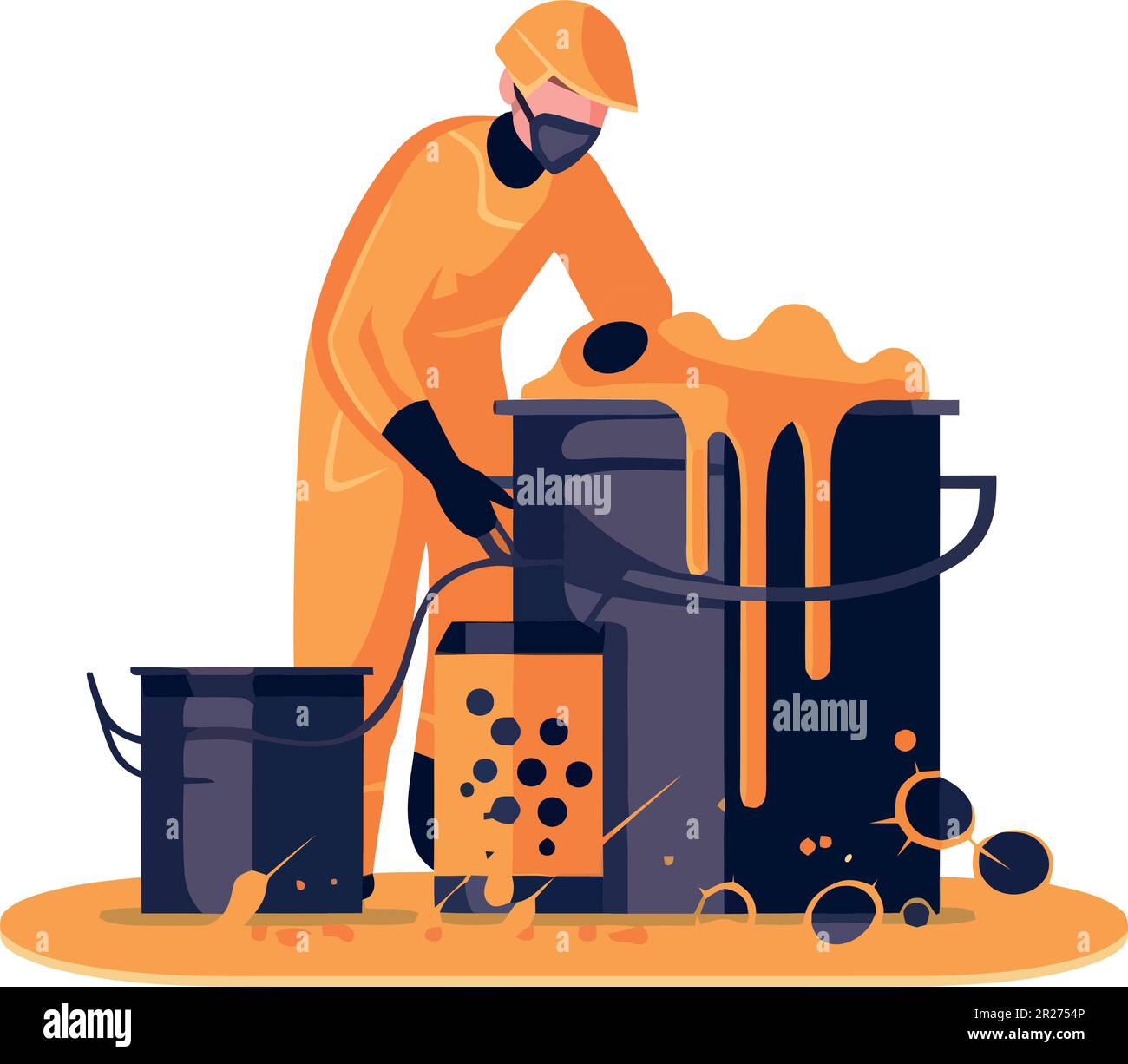 Construction worker pouring liquid into a bucket over white Stock ... Construction worker pouring liquid into a bucket over white Stock ...
