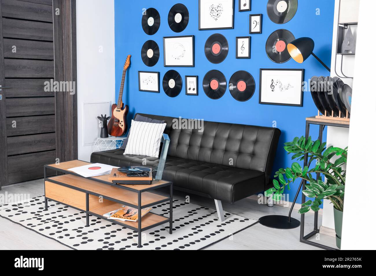 Living room decorated with vinyl records. Interior design Stock Photo ...