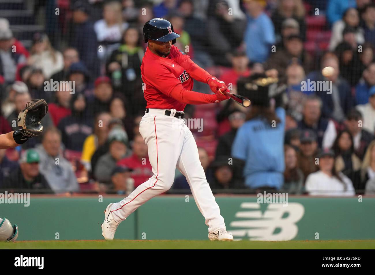 Boston Red Sox Pablo Reyes hits a two-run double in the first inning of ...