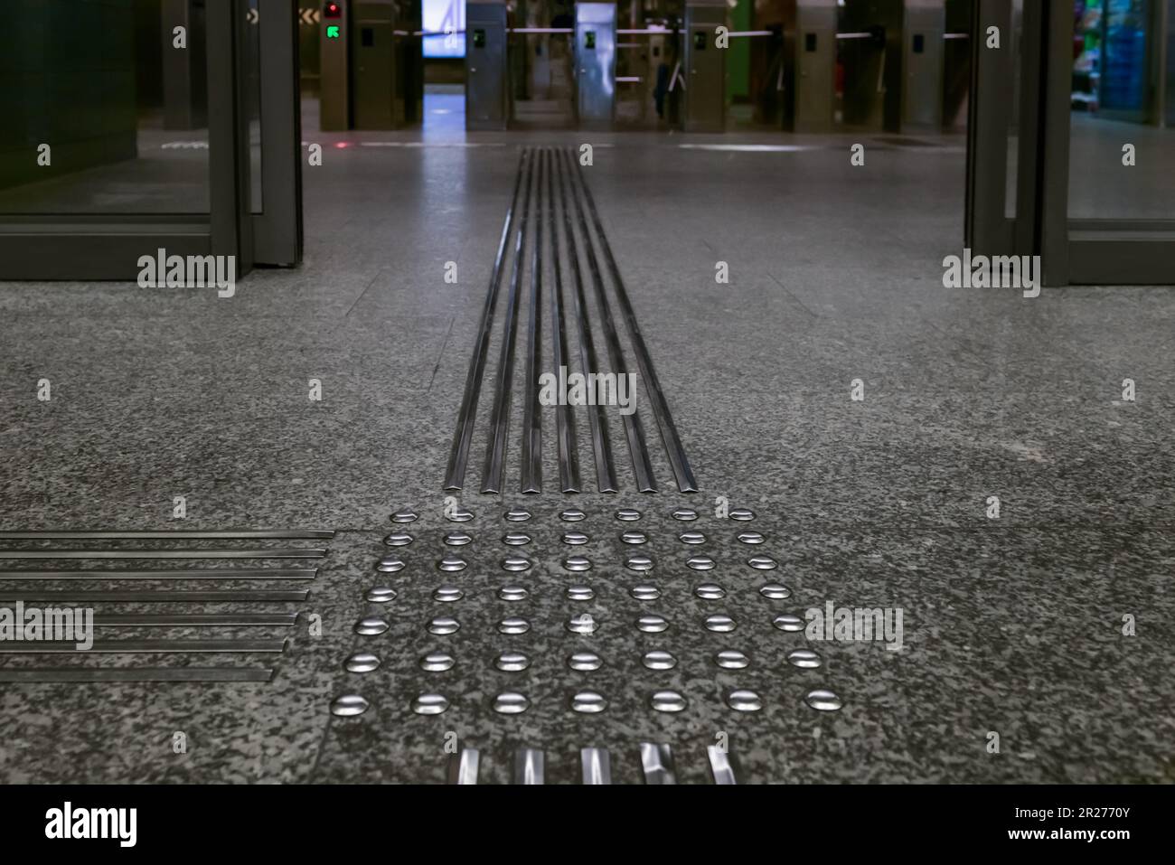 Floor tiles with tactile ground surface indicators, closeup Stock Photo ...