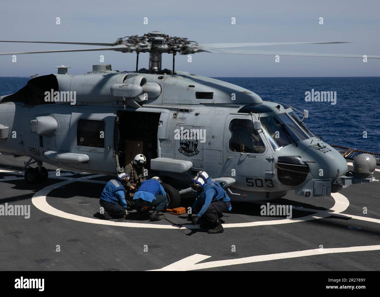 230503-N-DE439-1052 MEDITERRANEAN SEA (May 3, 2023) Sailors chock and ...