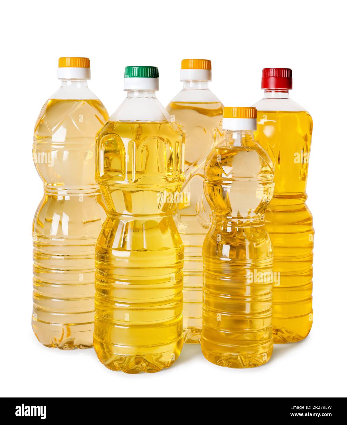 Bottles of cooking oil on white background Stock Photo - Alamy