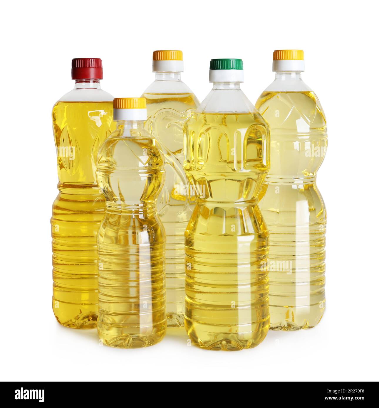 Bottles of cooking oil on white background Stock Photo - Alamy