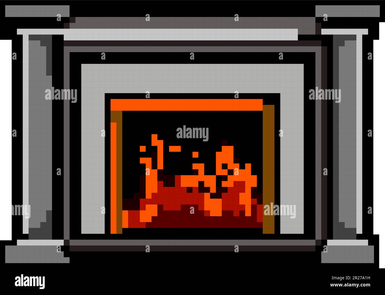 fire fireplace game pixel art vector illustration Stock Vector Image ...