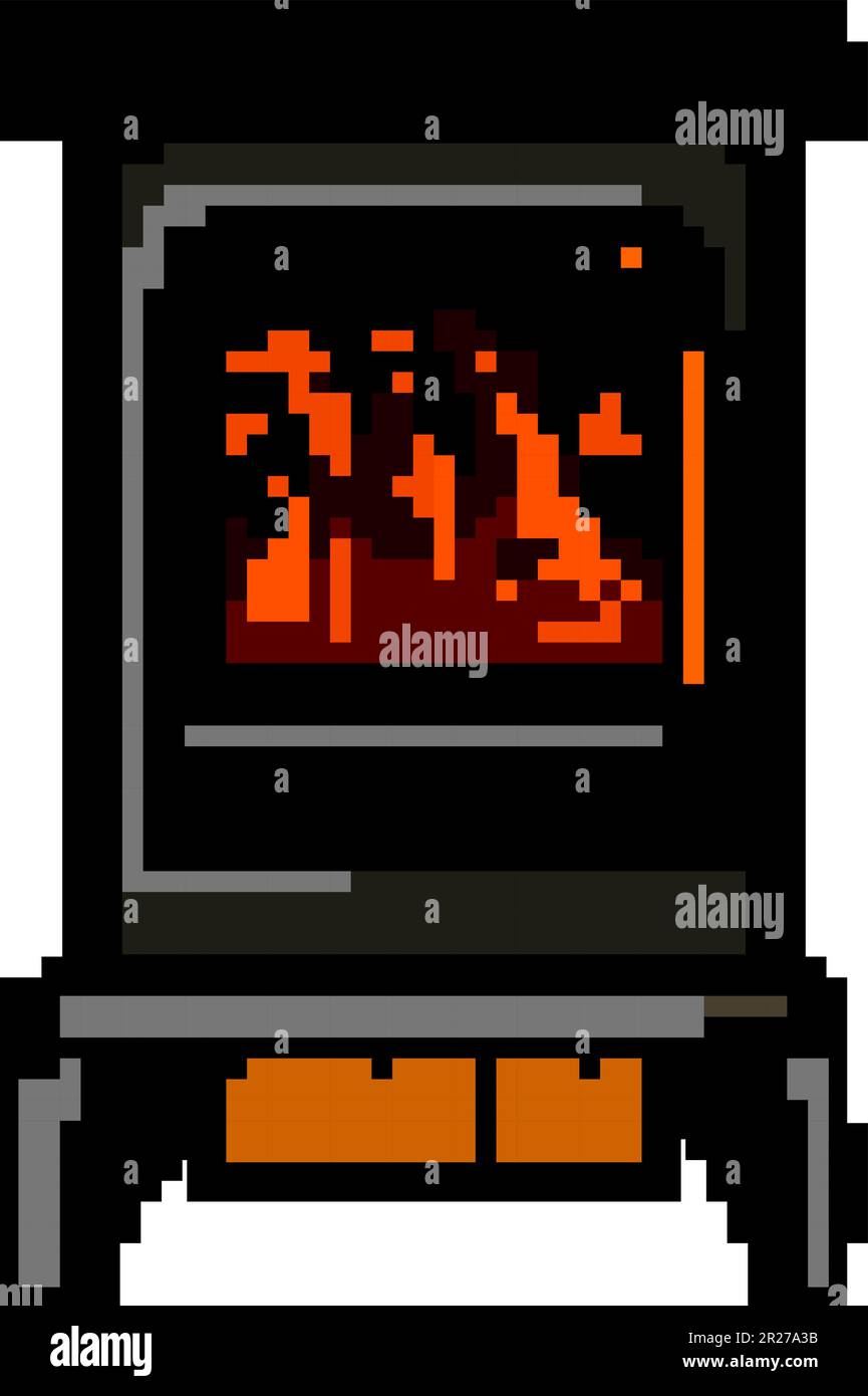 house fireplace game pixel art vector illustration Stock Vector Image & Art - Alamy