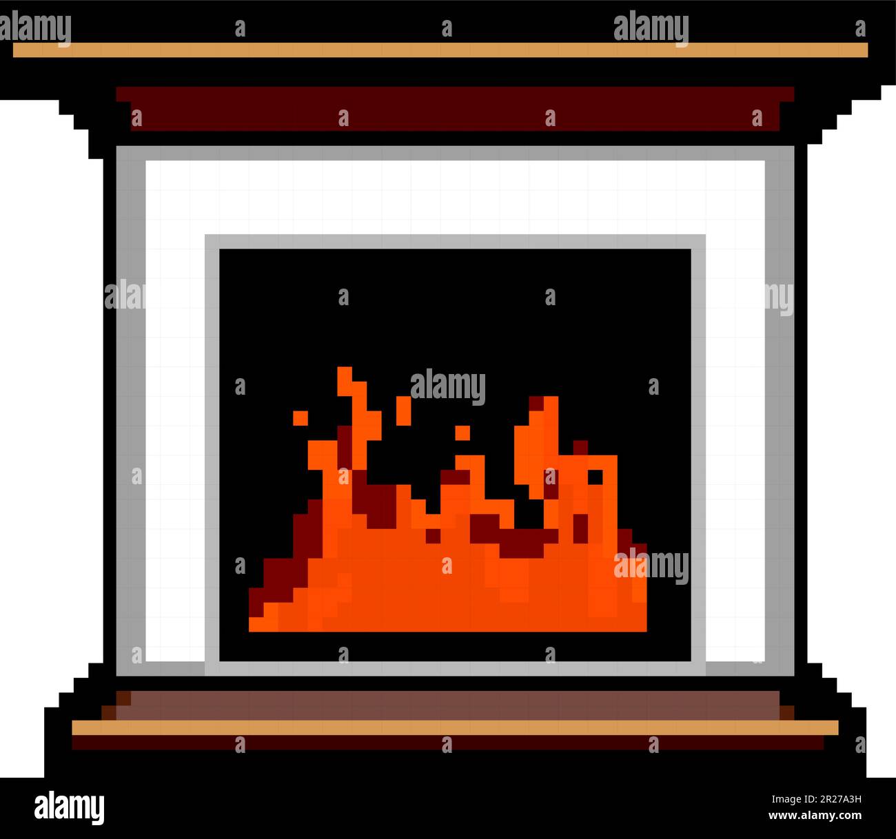 burning fireplace game pixel art vector illustration Stock Vector Image & Art - Alamy
