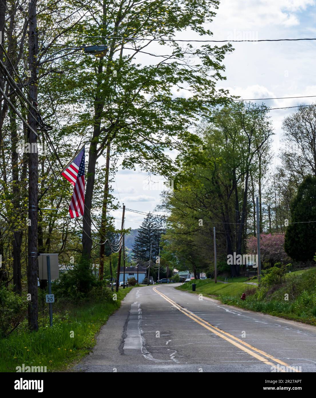 American flag on telephone pole hi-res stock photography and images - Alamy