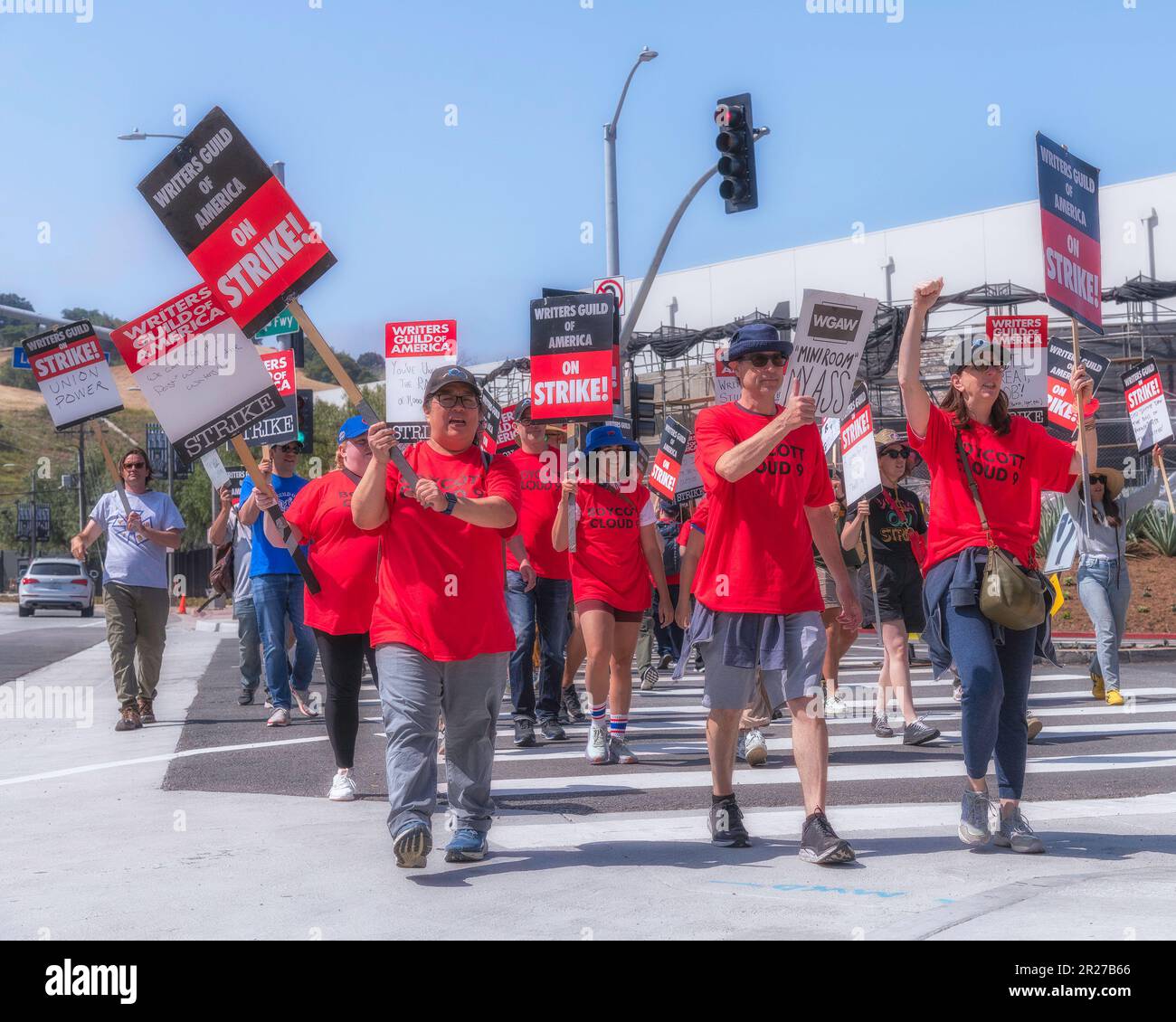 Los Angeles, CA, USA – May 17, 2023: Members of the Writers Guild of ...