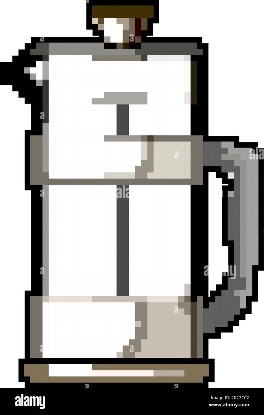 breakfast french press coffee game pixel art vector illustration Stock ...