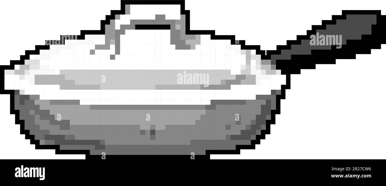 skillet frying pan kitchen game pixel art vector illustration Stock ...