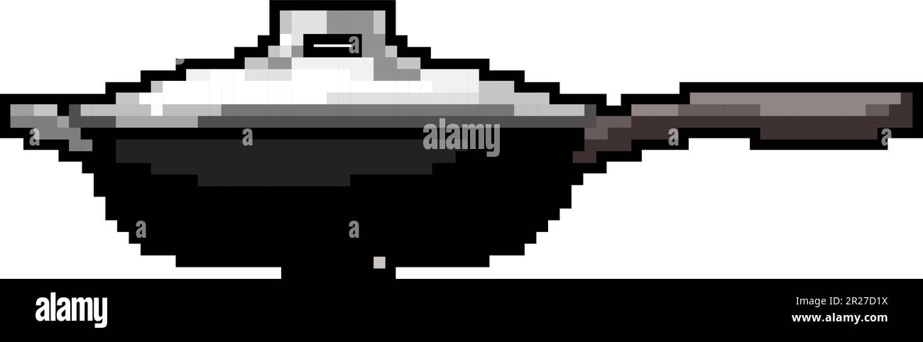 handle frying pan kitchen game pixel art vector illustration Stock ...