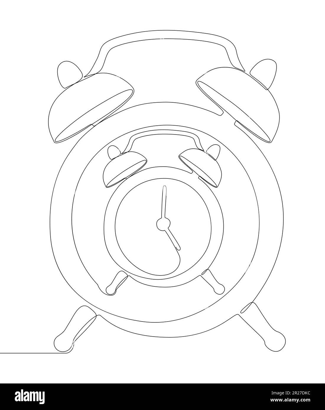 One continuous line of Alarm Clocks. Thin Line Illustration vector clock concept. Contour ...