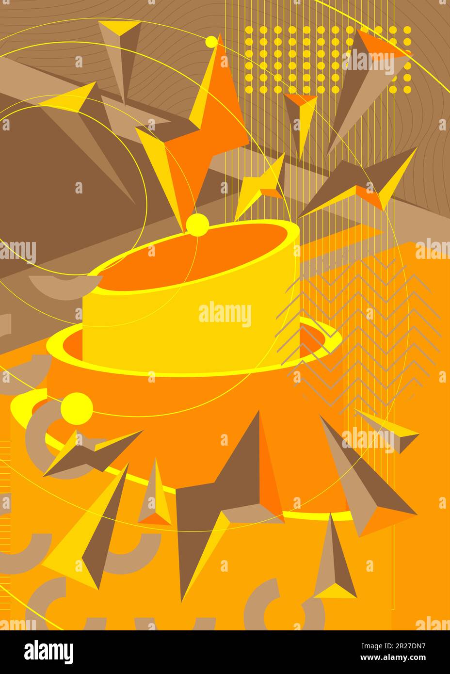 Abstract brown and yellow, golden old geometrical shapes background ...