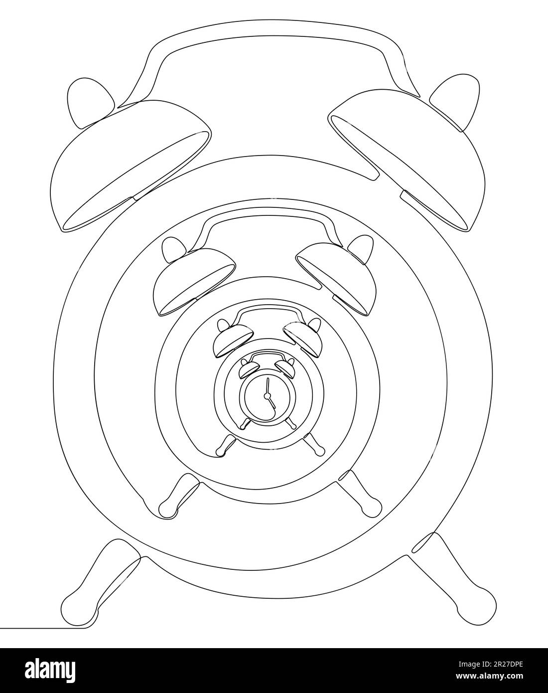 One continuous line of Alarm Clocks. Thin Line Illustration vector ...