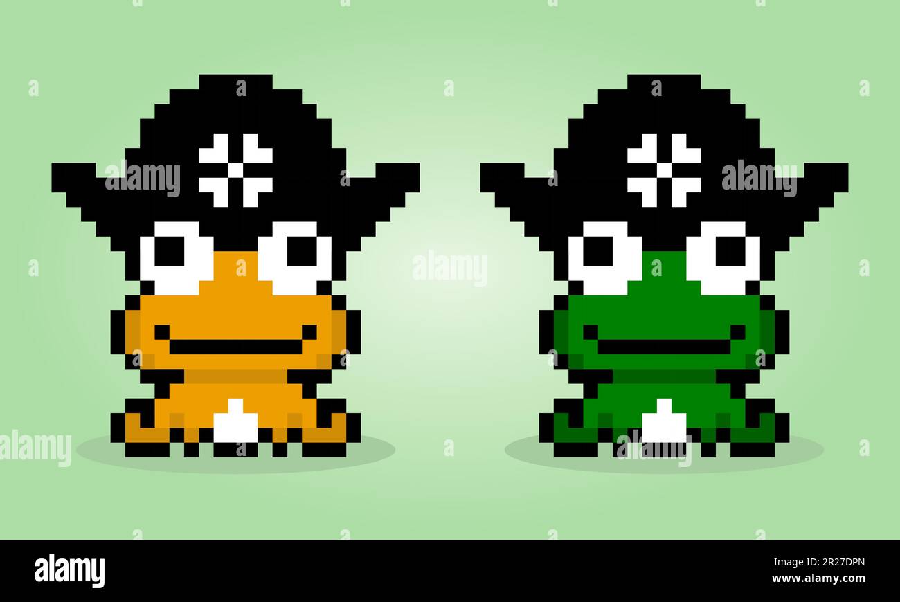 8-bit pixel of frog wearing pirate hat. Animal in Vector illustration ...