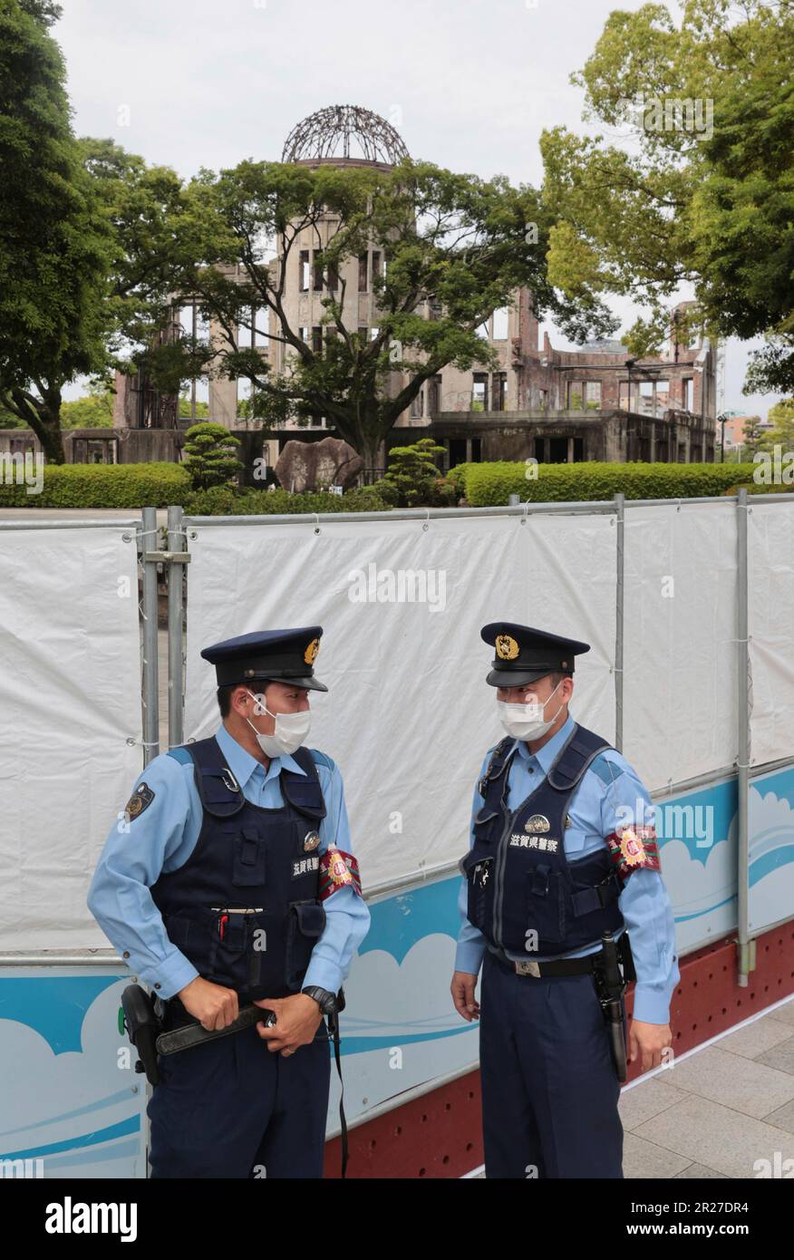 Police officers are on the lookout for G7 summit at Hiroshima Peace ...