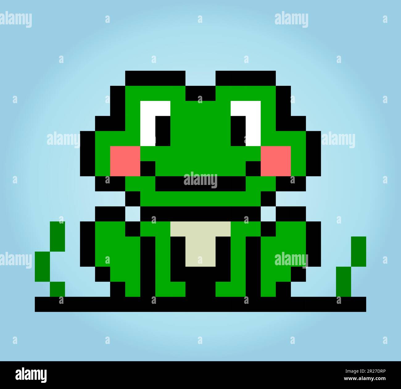 8 bit pixel frog. Animals in vector illustrations for cross stitches ...