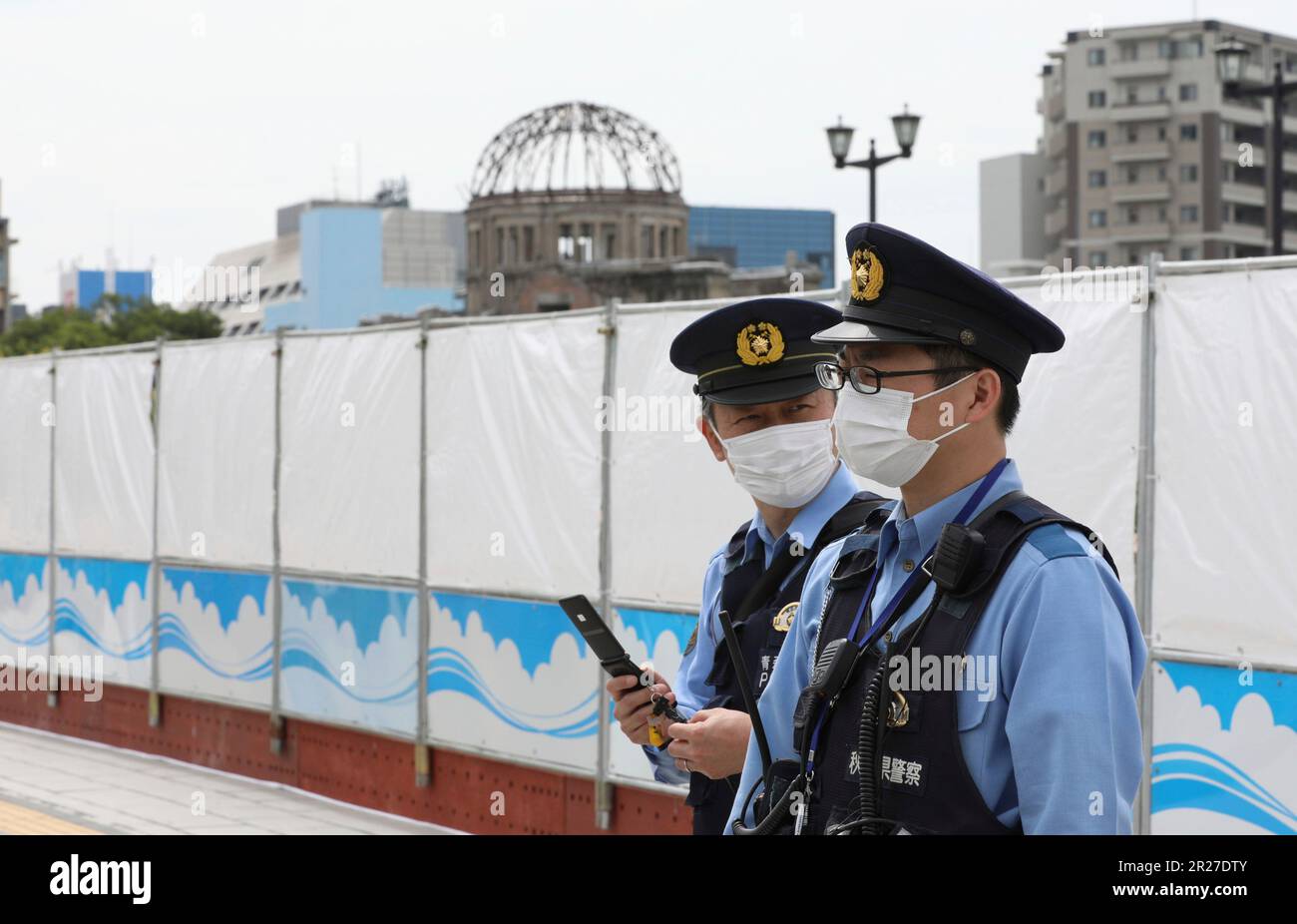 Police officers are on the lookout for G7 summit at Hiroshima Peace ...
