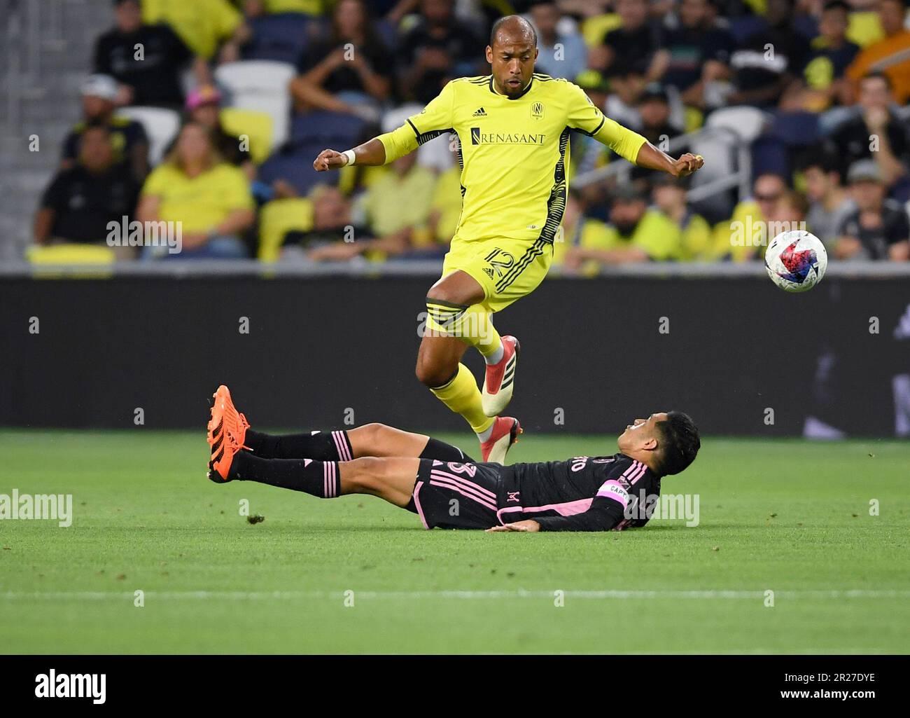 May 17, 2023: Nashville SC forward Teal Bunbury (12) jumps over Inter ...