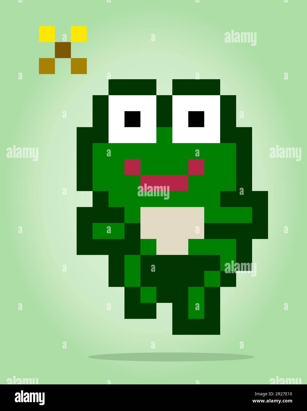 8 bit pixel frog jump. Animals in vector illustrations for cross ...