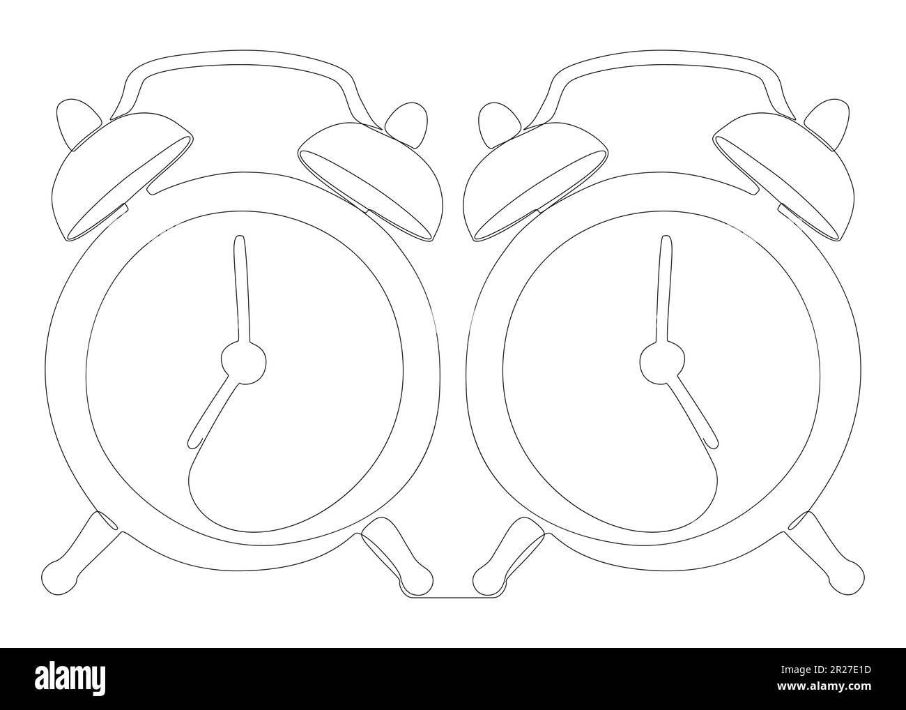 One continuous line of Alarm Clocks. Thin Line Illustration vector clock concept. Contour ...