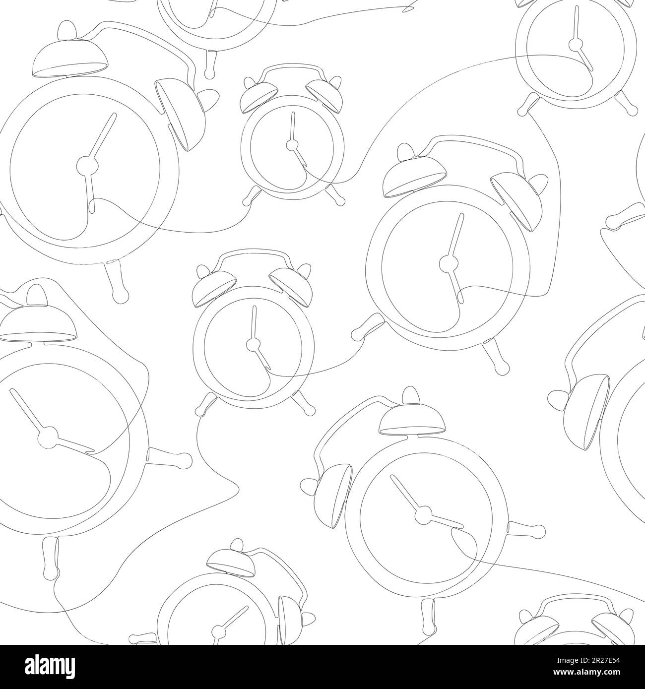 One continuous line of Alarm Clocks. Thin Line Illustration vector clock concept. Contour ...
