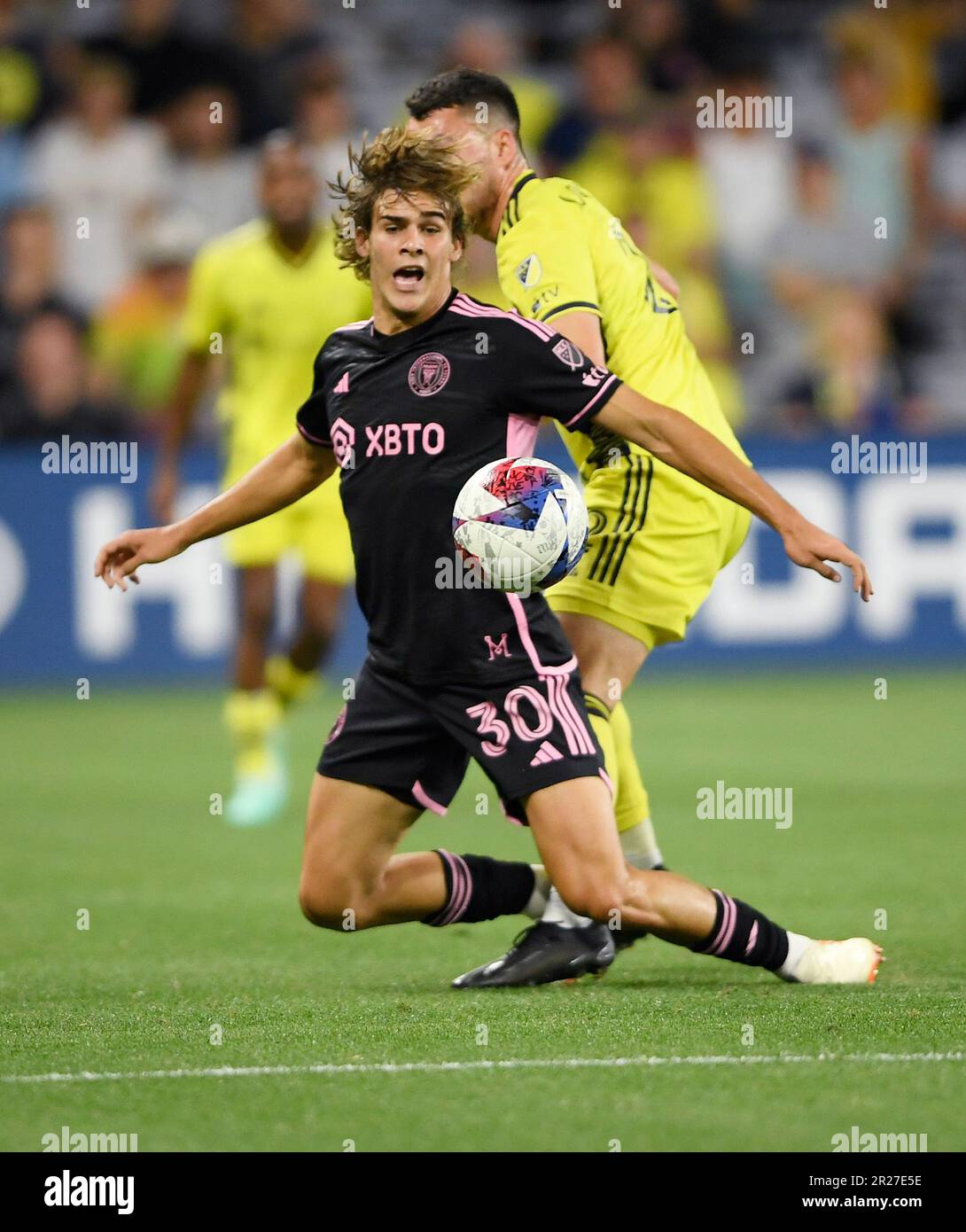 May 17, 2023: Nashville SC defender Daniel Lovitz (2) takes down Inter ...