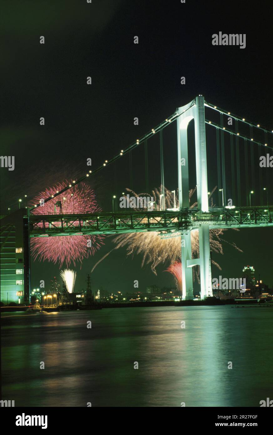 Fireworks and the Rainbow Bridge Stock Photo - Alamy