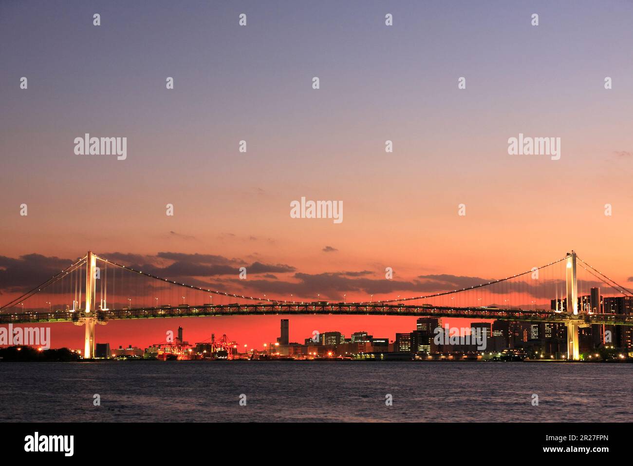 Tokyo port , Rainbow Bridge sunset scenery Stock Photo - Alamy