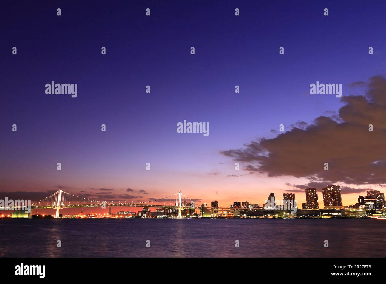 Tokyo port , Rainbow Bridge sunset scenery Stock Photo - Alamy