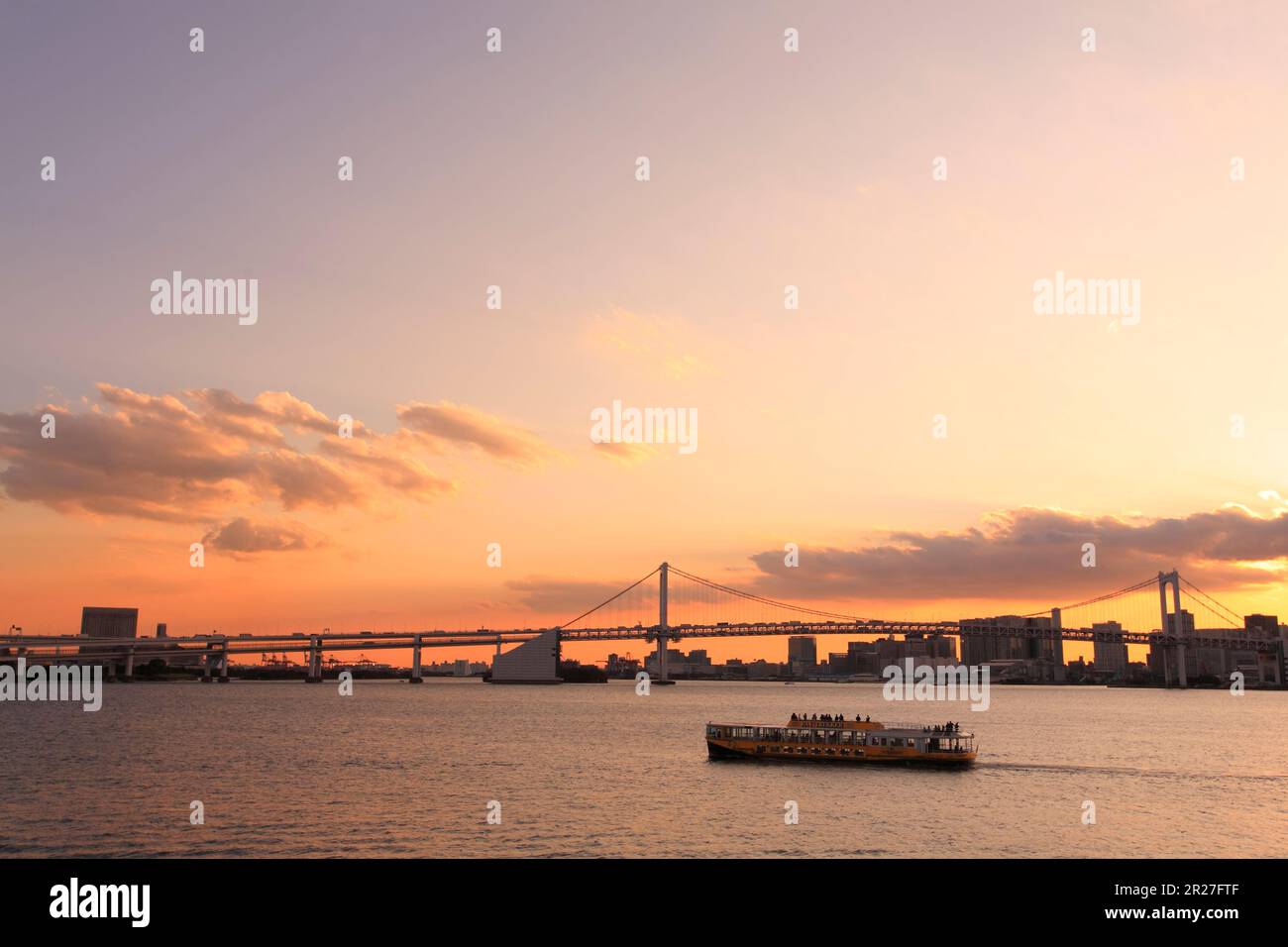 Tokyo port , Rainbow Bridge sunset scenery Stock Photo - Alamy
