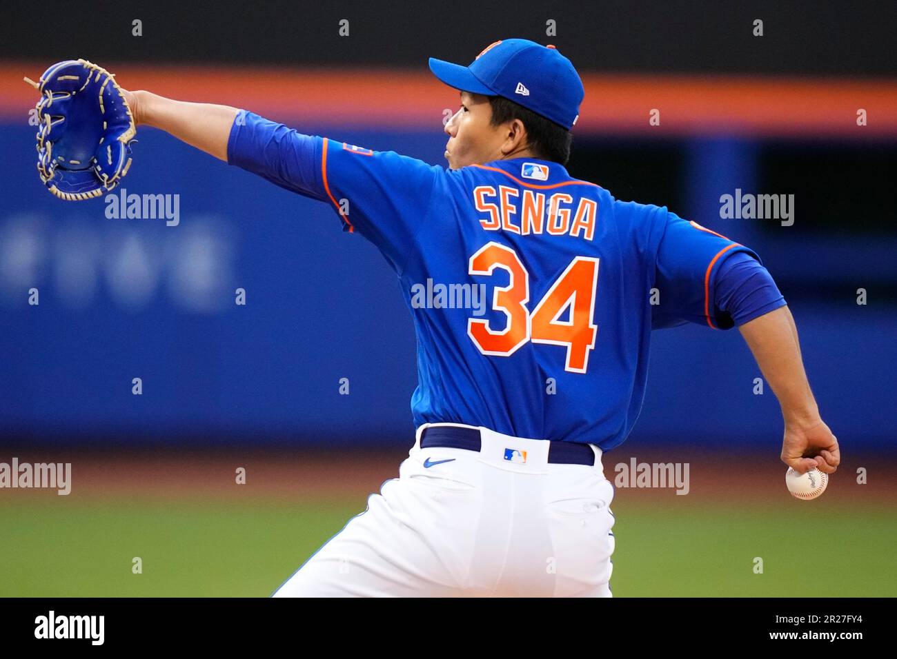 New York Mets' Kodai Senga, of Japan, pitches during the first inning ...
