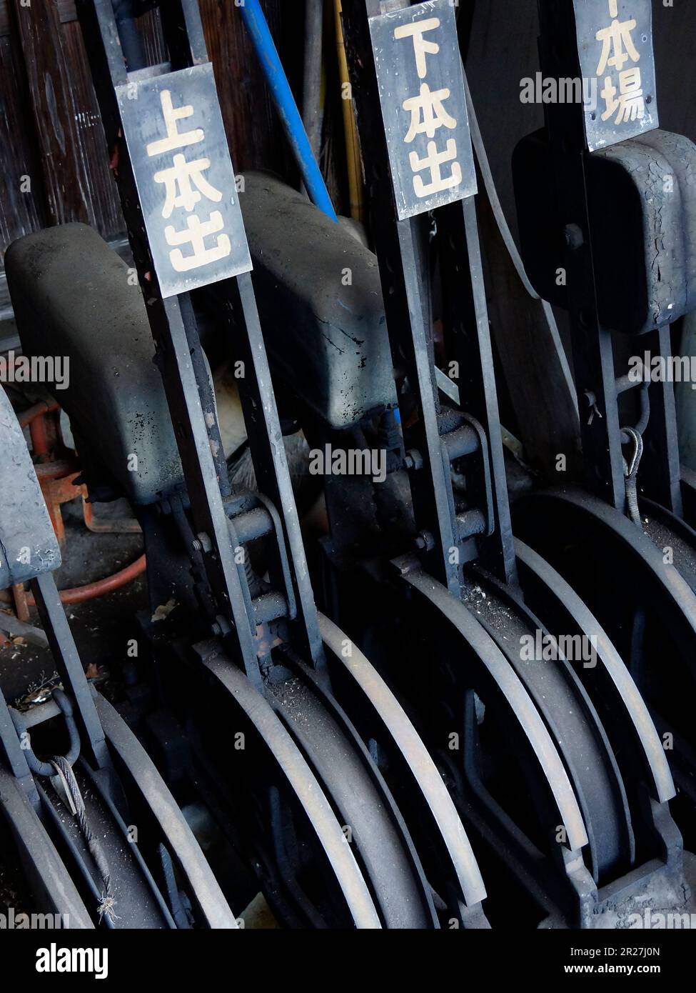 The lever to switch the tracks at a railroad exchange Stock Photo - Alamy