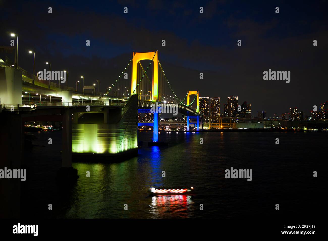 Lighted up Rainbow Bridge Stock Photo - Alamy