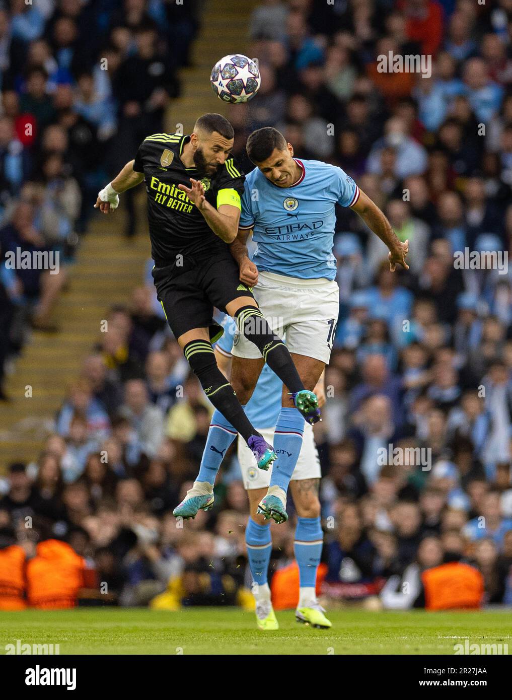 Manchester, UK. 18th May, 2023. Real Madrid's captain Karim Benzema (L ...