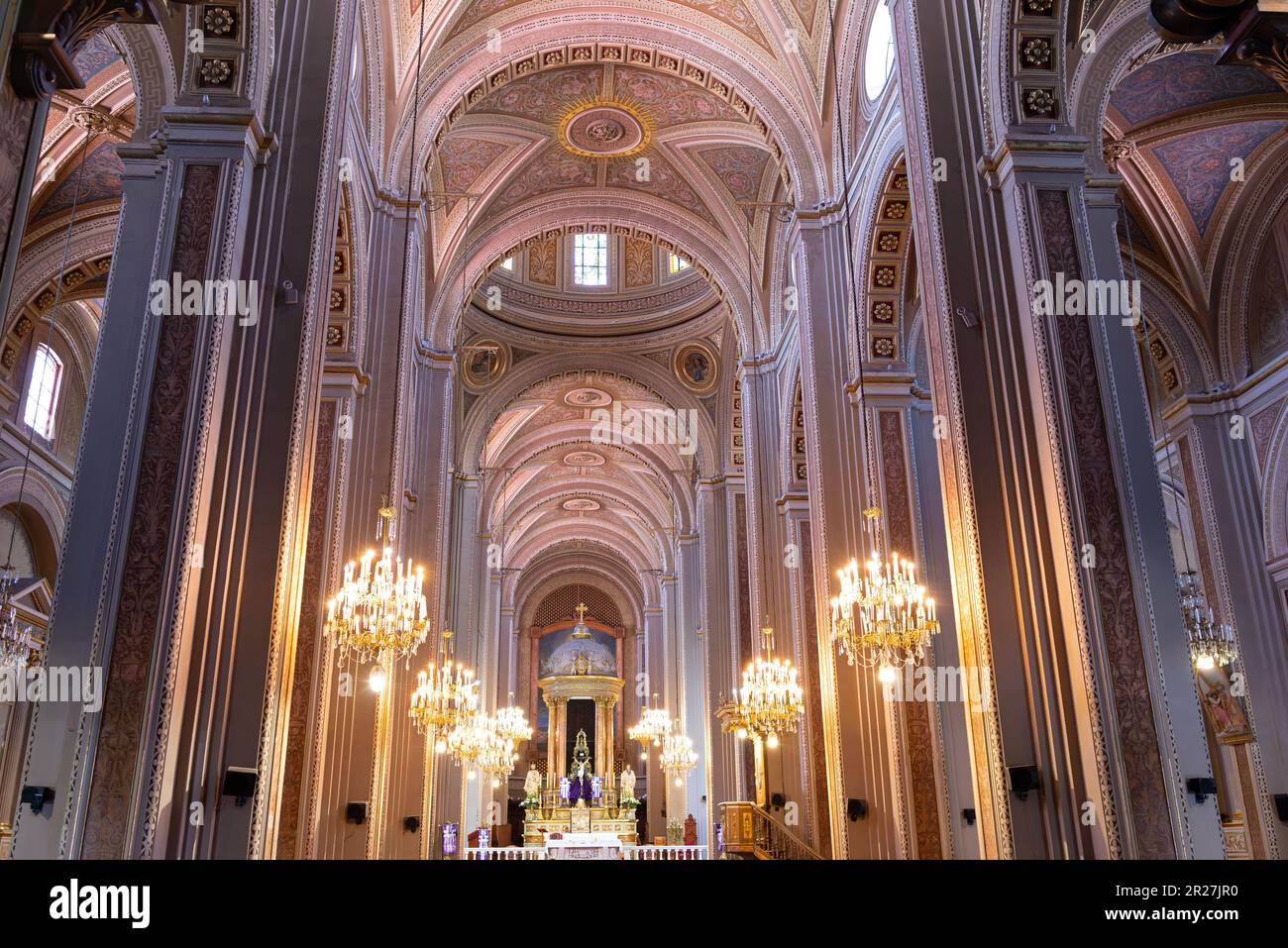 ornate interior of landmark morelia cathedral in baroque architectural ...