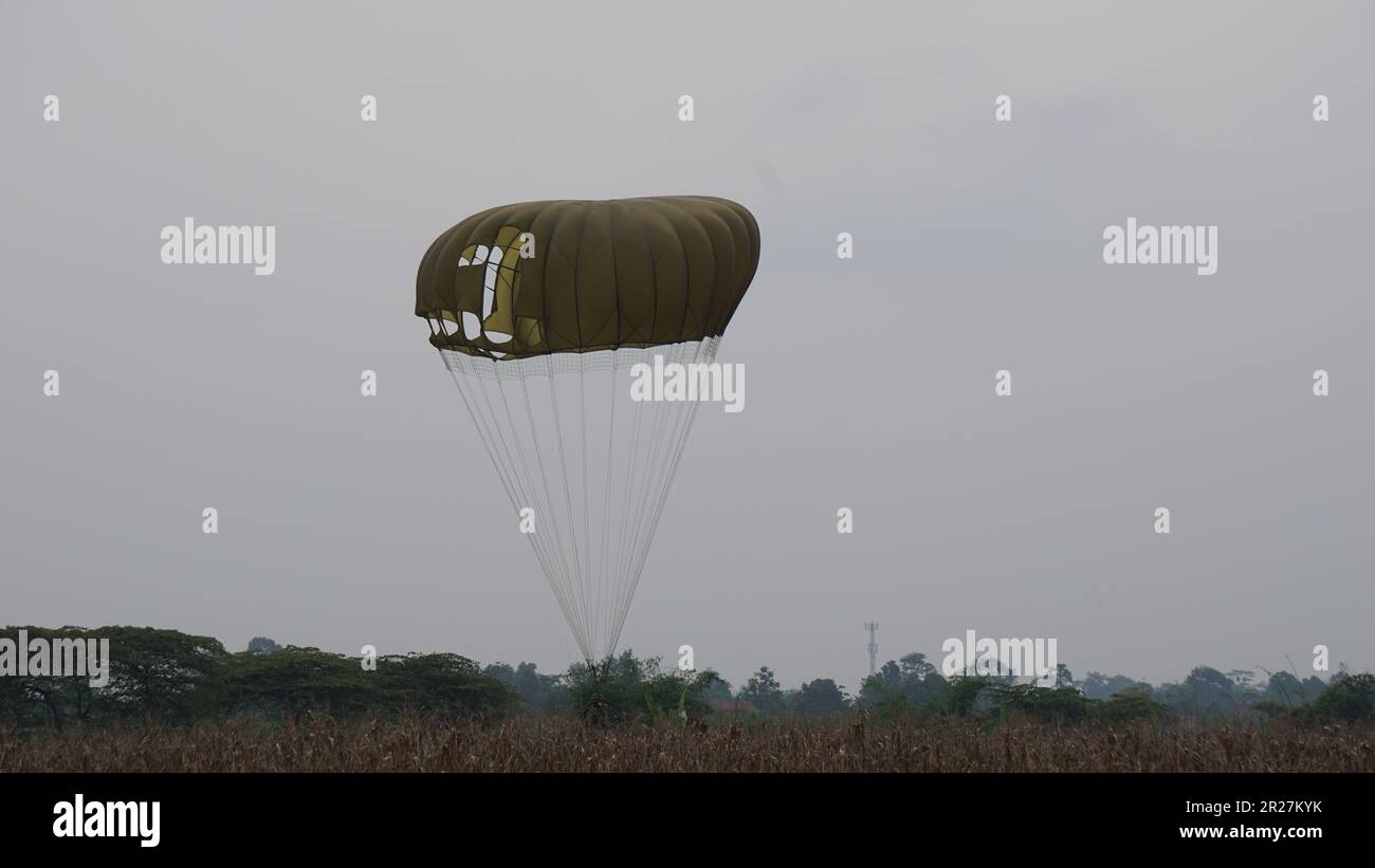Indonesian air force does skydiving Stock Photo - Alamy