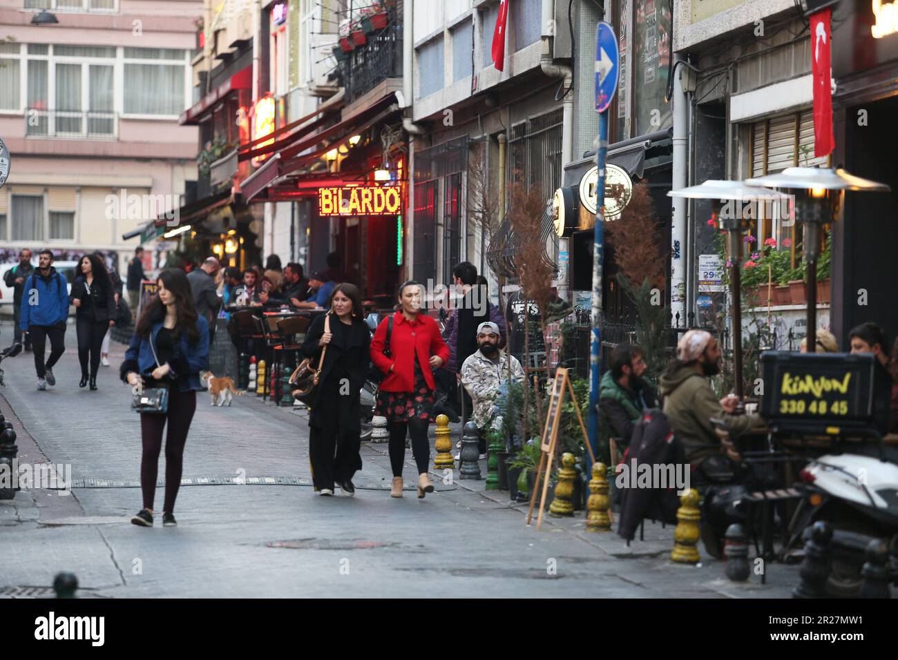 ISTANBUL, TURKEY - OCTOBER 31: People walking at Kadikoy Bar Street ...